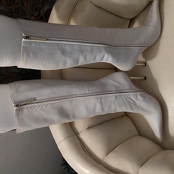 Petit Peton | Shoes | Limited Edition Pure White Knee High Leather ...